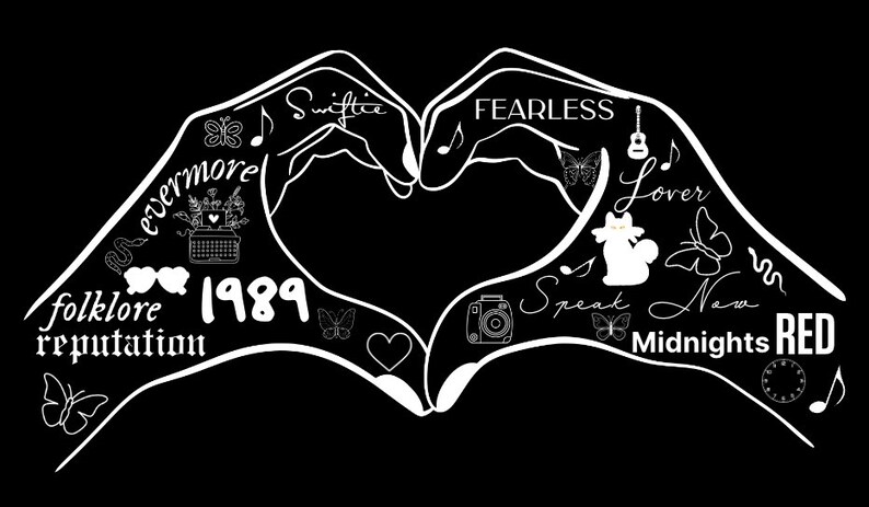 Taylor Swift Album Hand Love Heart Svg, Taylor Png, the Eras Tour ...