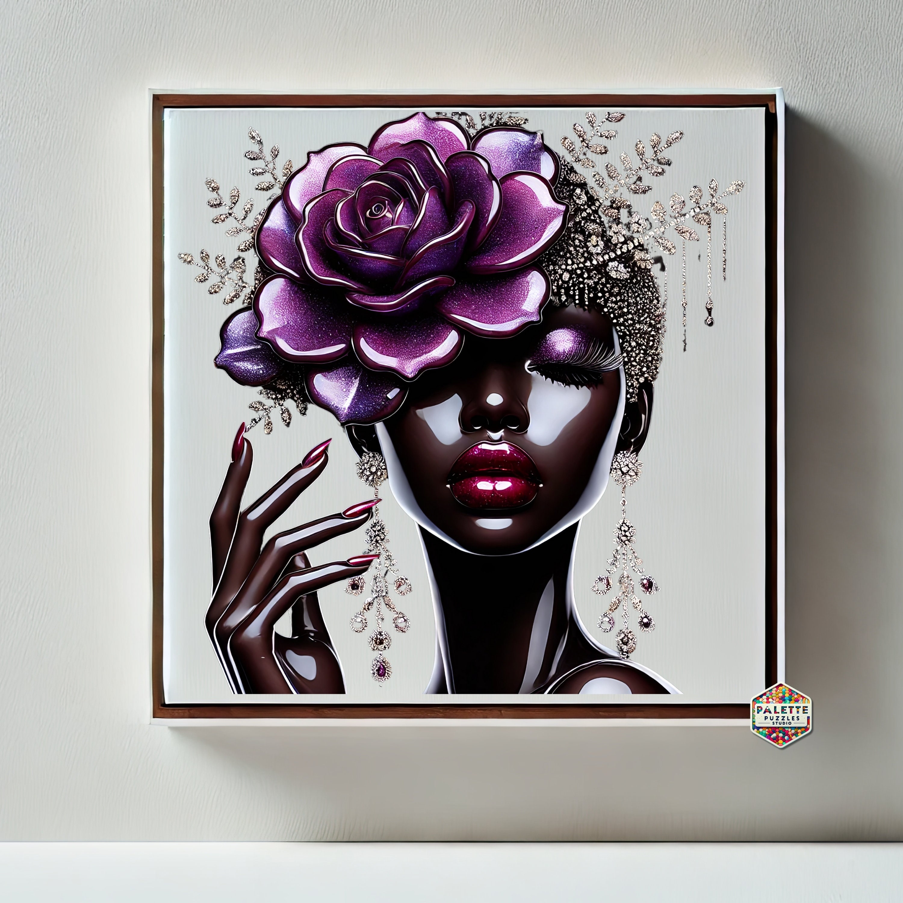 Black Queen Art Print: Floral Radiance Shield, Feminine Elegance ...
