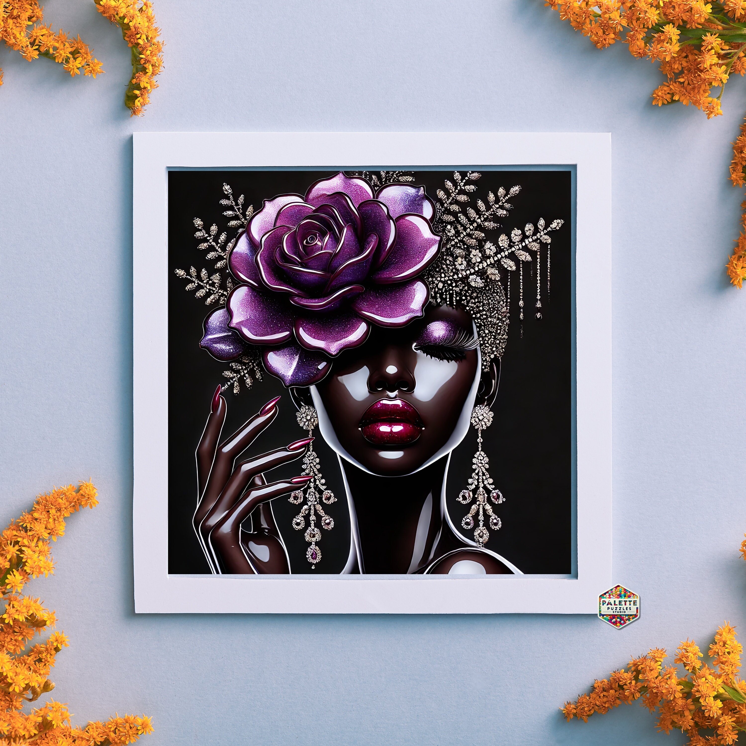 Black Queen Art Print: Floral Radiance Shield, Feminine Elegance ...