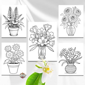 30 Elegant Flower Coloring Pages for Adults & Kids - Greyscale Digital ...
