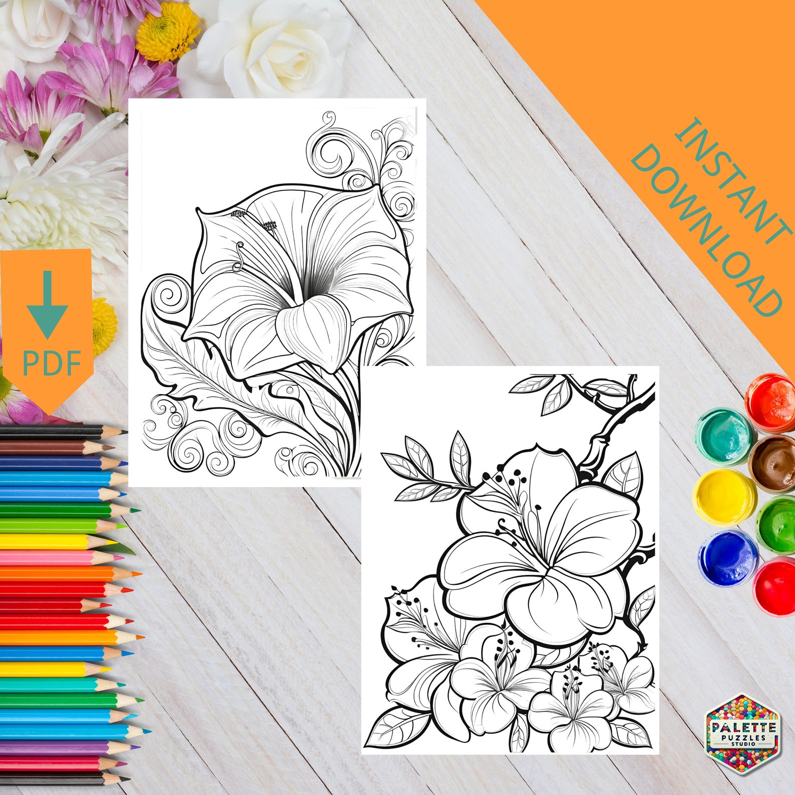Floral Swirl Coloring Pages: 40 Mindfulness Patterns (printable PDF) - Etsy