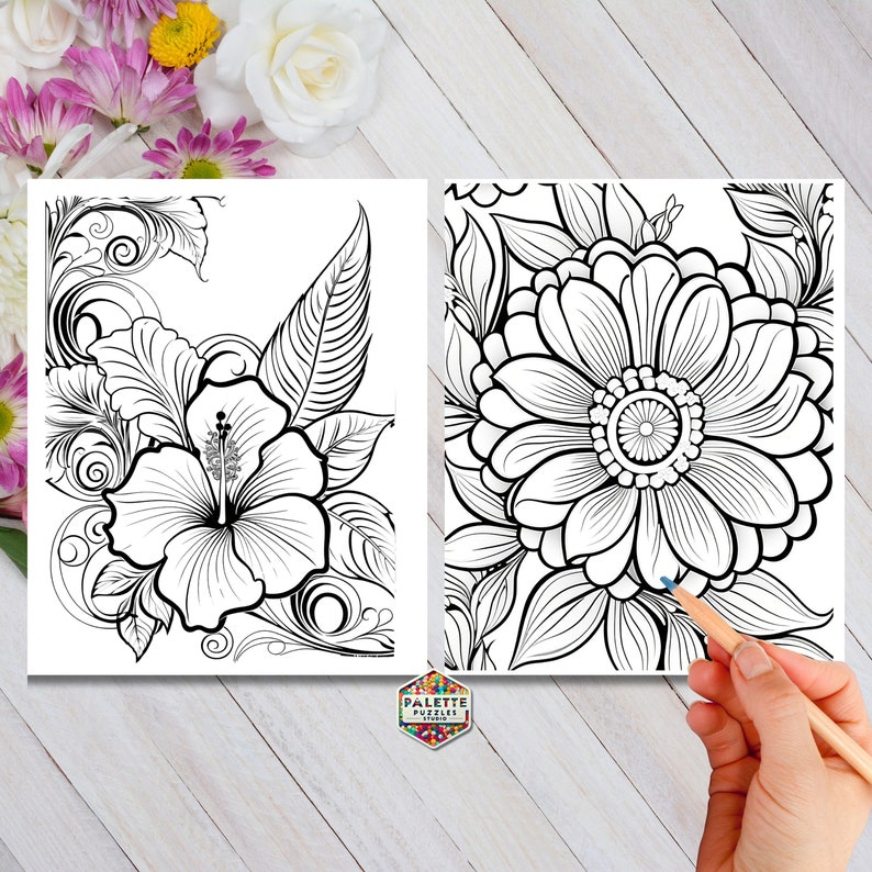 Floral Swirl Coloring Pages: 40 Mindfulness Patterns (printable PDF) - Etsy