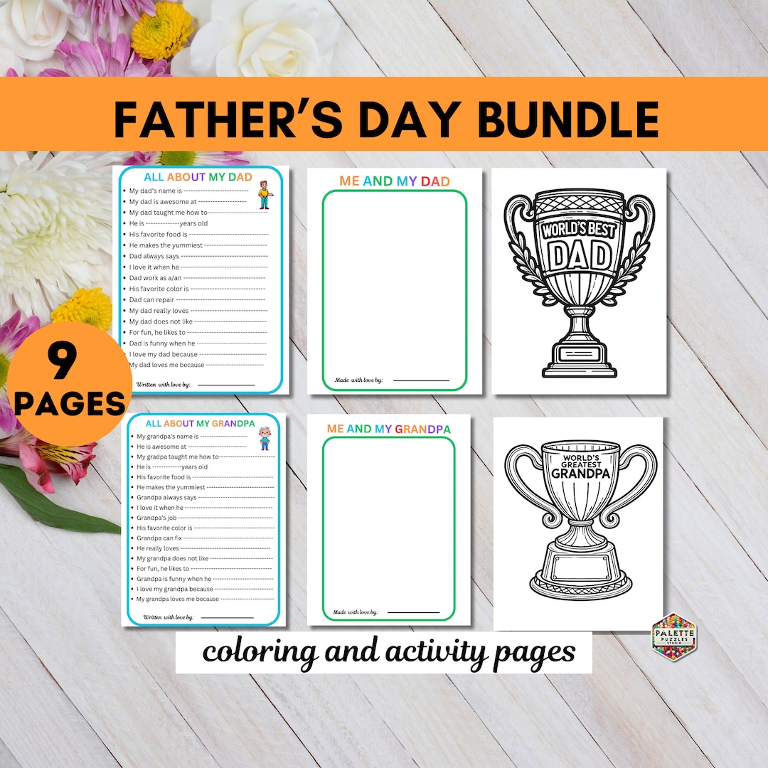 Father's Day Bundle | All About My Dad Instant Download | Kids Father's ...