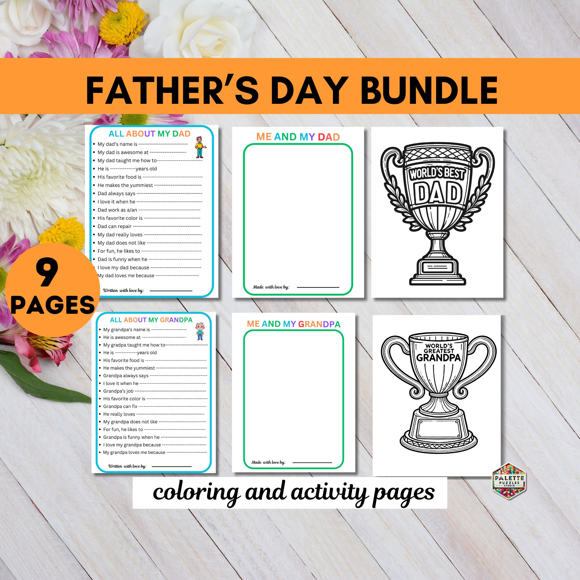 Father's Day Bundle | All About My Dad Instant Download | Kids Father's ...