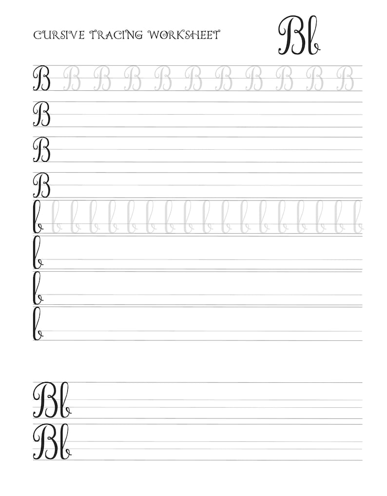 Calligraphy Practice Worksheets - Cursif - Etsy