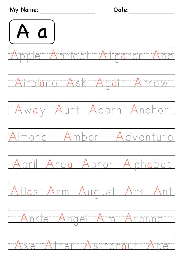ABC Alphabet Tracing Worksheet - Etsy