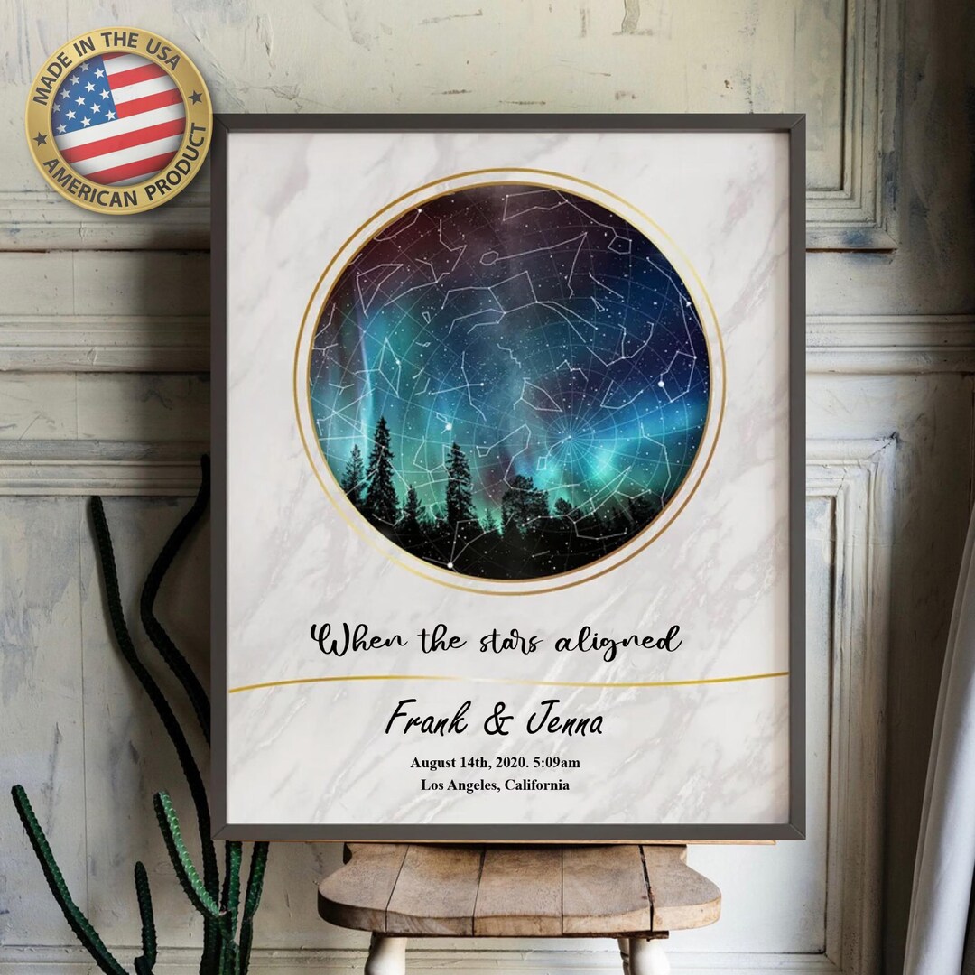 NEXT DAY SHIP Custom Star Map Print, Night We Met Anniversary Gift ...