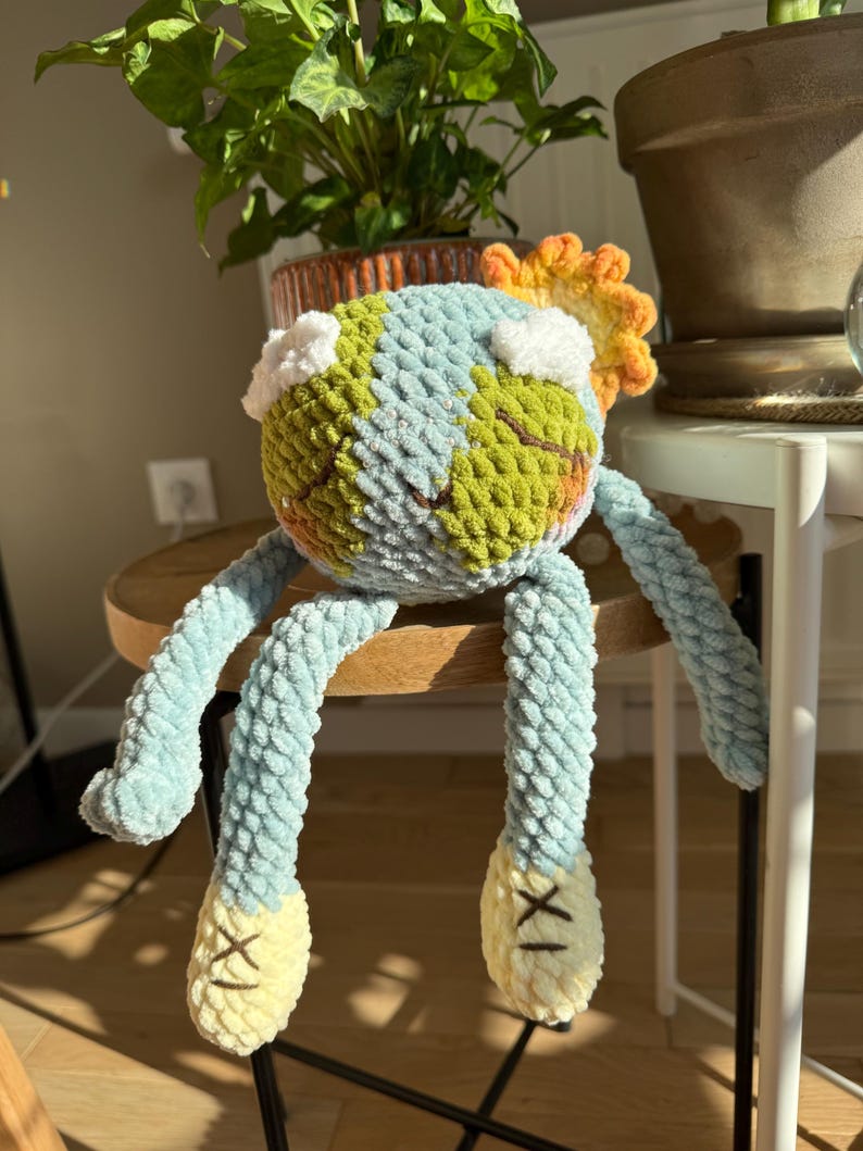 Pebble the Earth Plushie – Handmade Crochet Amigurumi Planet With ...