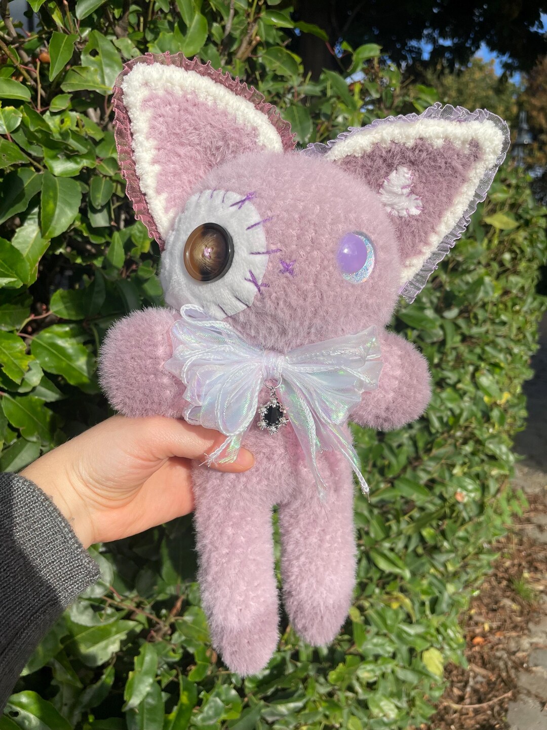 Miss Meow – Spooky Halloween Cat Plushie With Button Eye and Patch ...