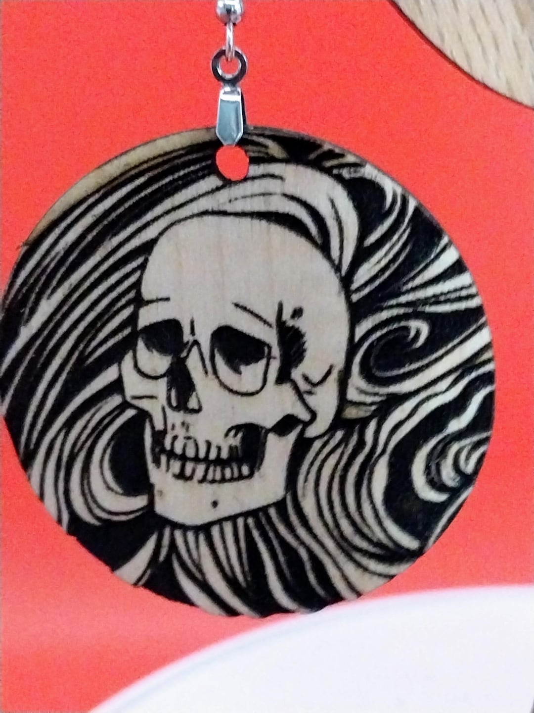 Laser Engraved Skull With Swirl Background - Etsy