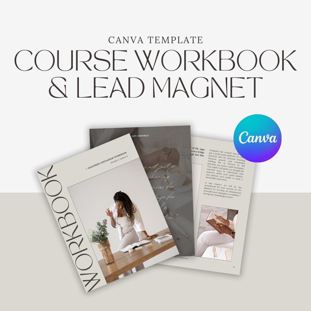 48 Course Workbook & Lead Magnet Template for Canva Customizable ...