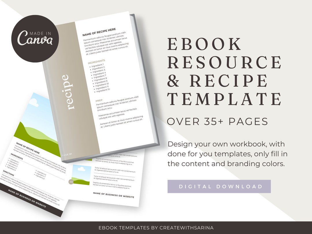 RESOURCE & RECIPE PAGES 36 Canva Templates, Recipe Pages, Resource Page ...