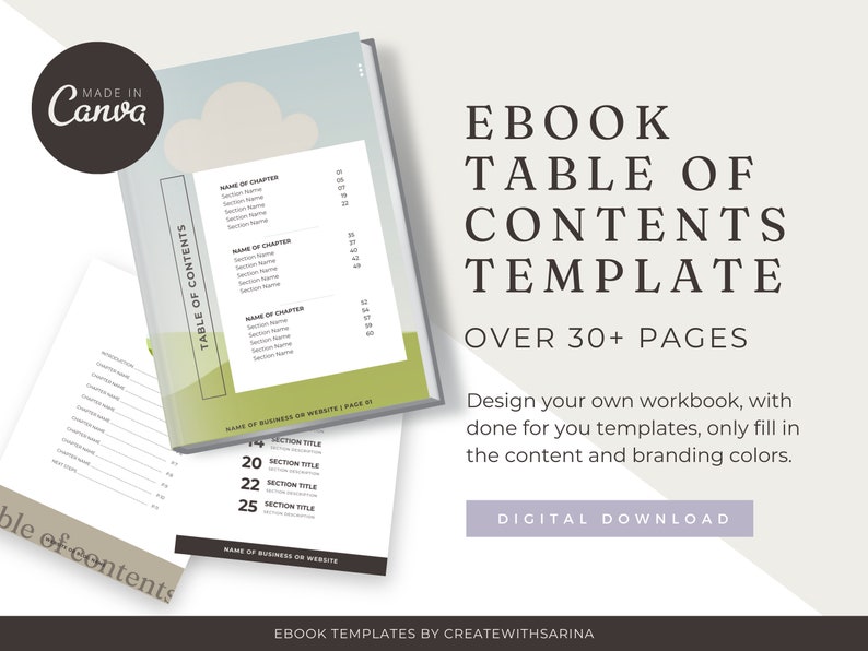 TABLE of CONTENT PAGES - 30 Canva Templates, Table of Content Pages ...