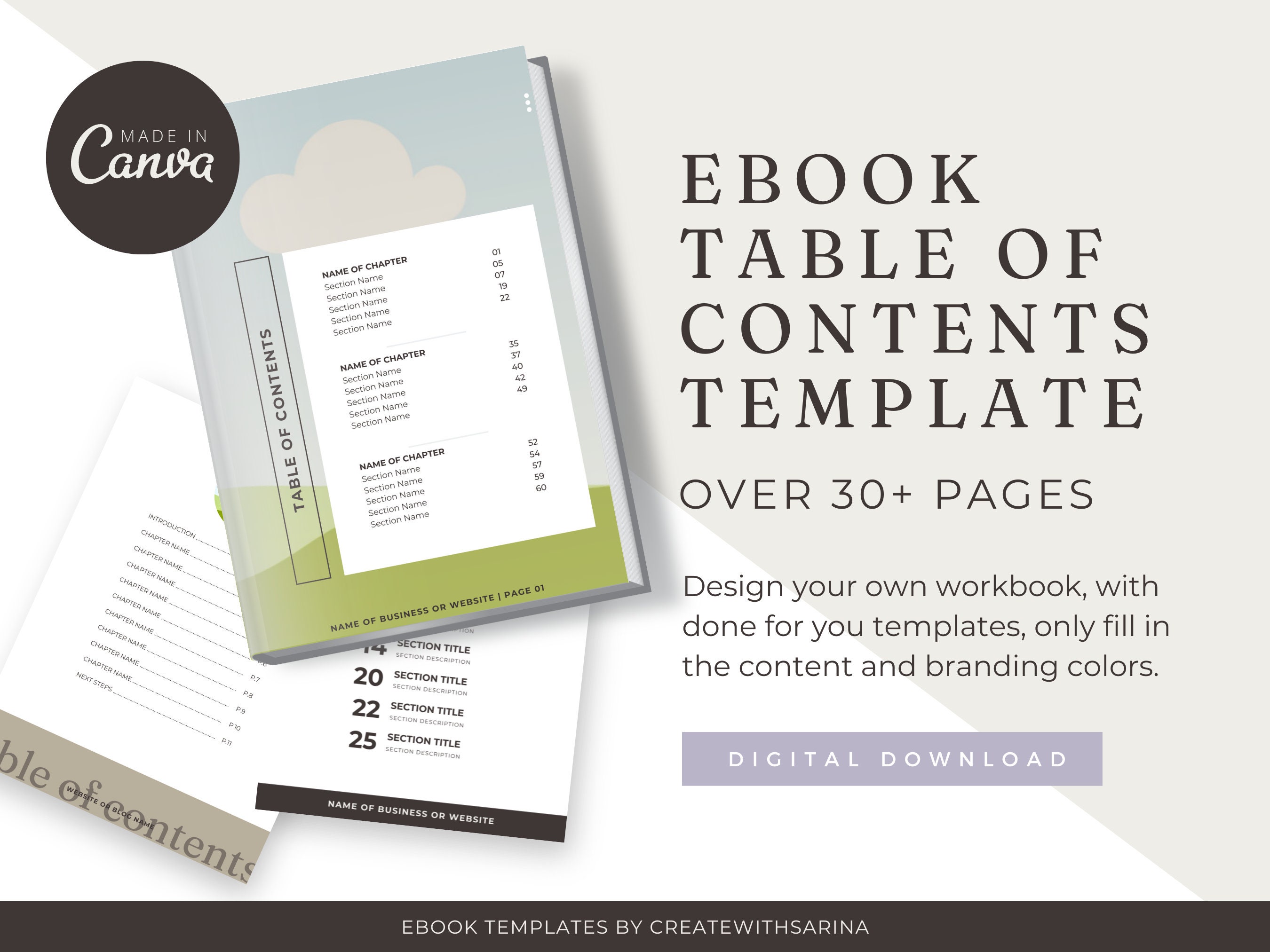 TABLE of CONTENT PAGES - 30 Canva Templates, Table of Content Pages ...
