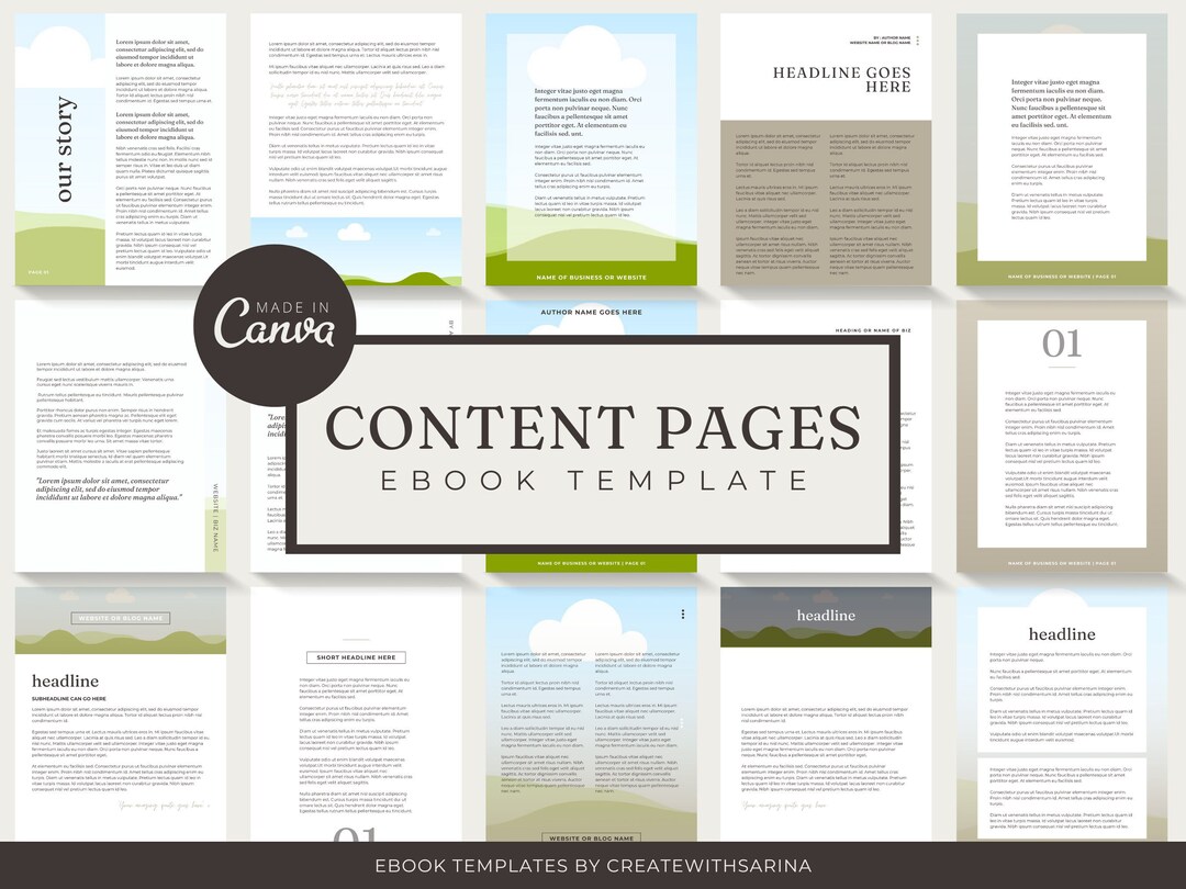 CONTENT & TEXT PAGES - 82 Canva Templates, Content Pages, Ebook ...
