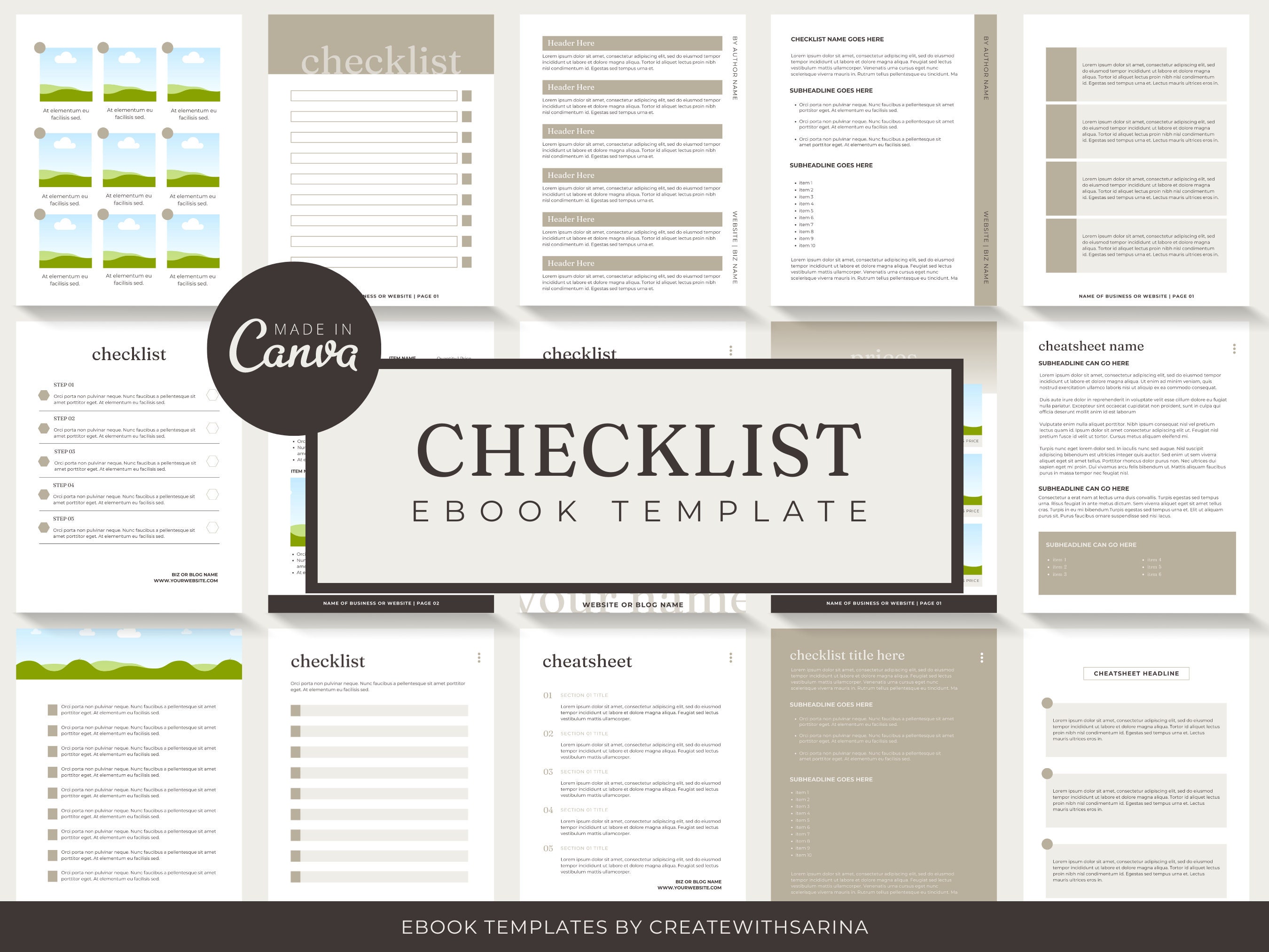 CHECKLIST & CHEATSHEET PAGES - 21 Canva Templates, Checklist Pages ...