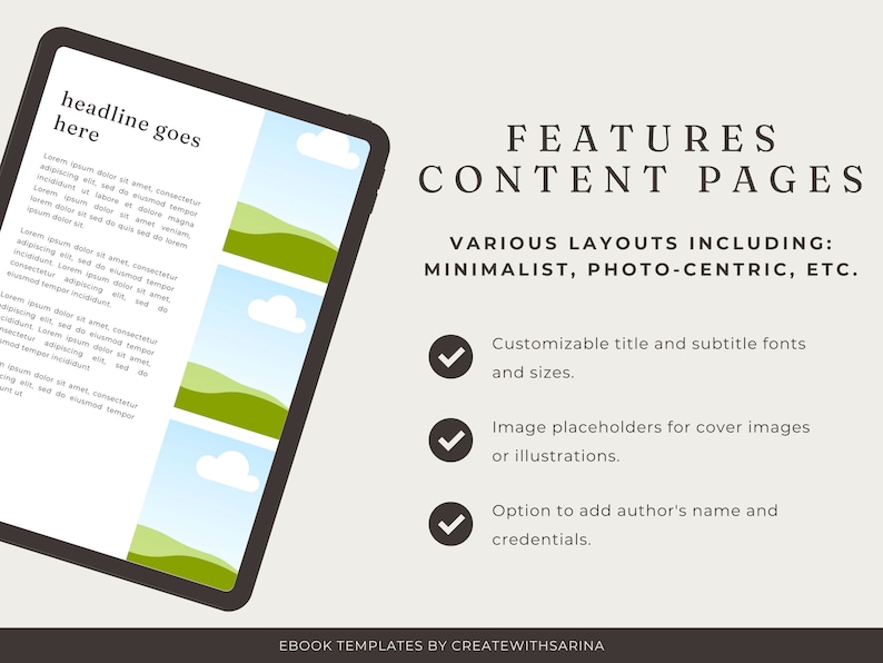 CONTENT & TEXT PAGES - 82 Canva Templates, Content Pages, Ebook ...