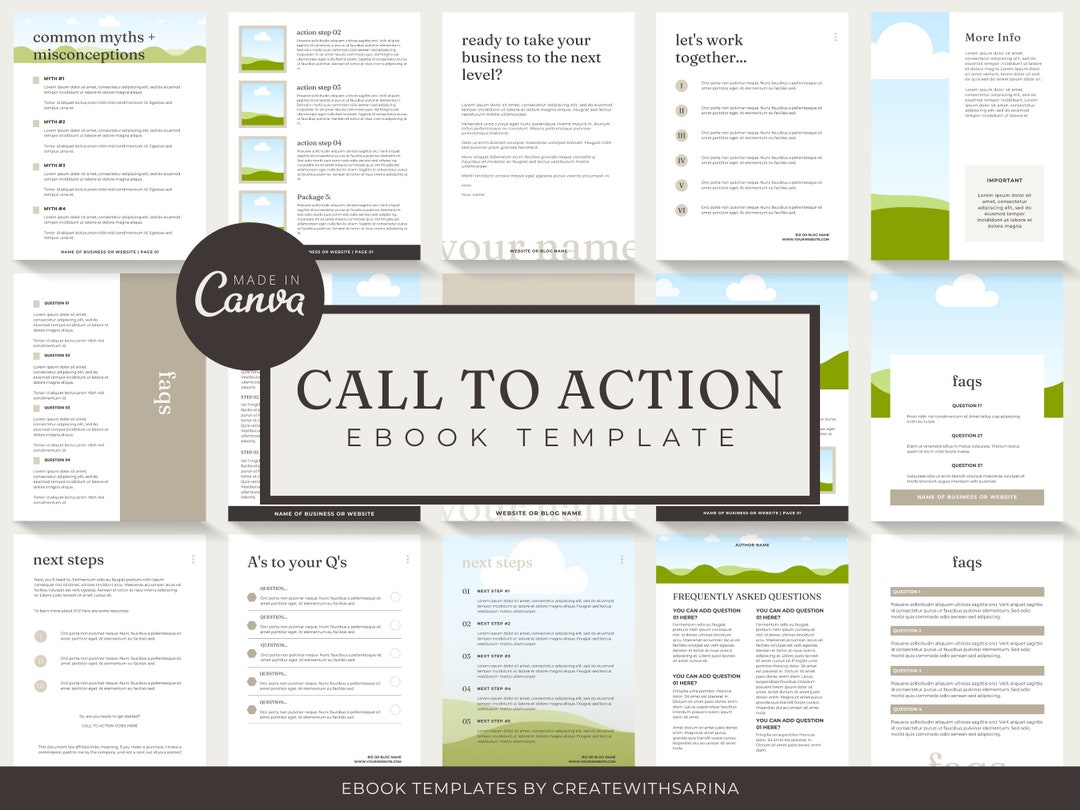 Call to Action & FAQ Pages - 28 Canva Templates, CTA Pages, Ebook ...