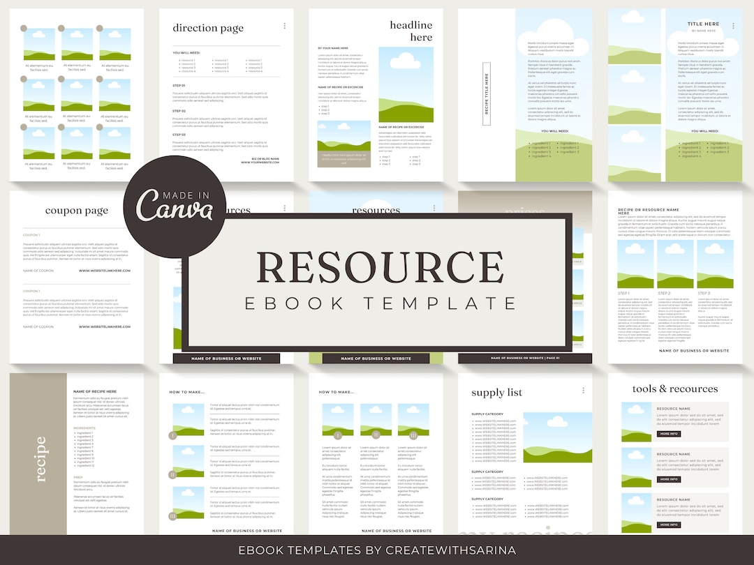 RESOURCE & RECIPE PAGES - 36 Canva Templates, Recipe Pages, Resource ...