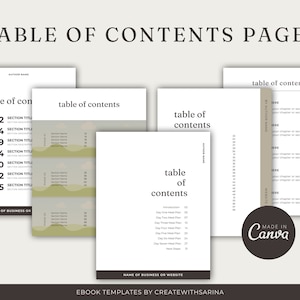 TABLE of CONTENT PAGES - 30 Canva Templates, Table of Content Pages ...