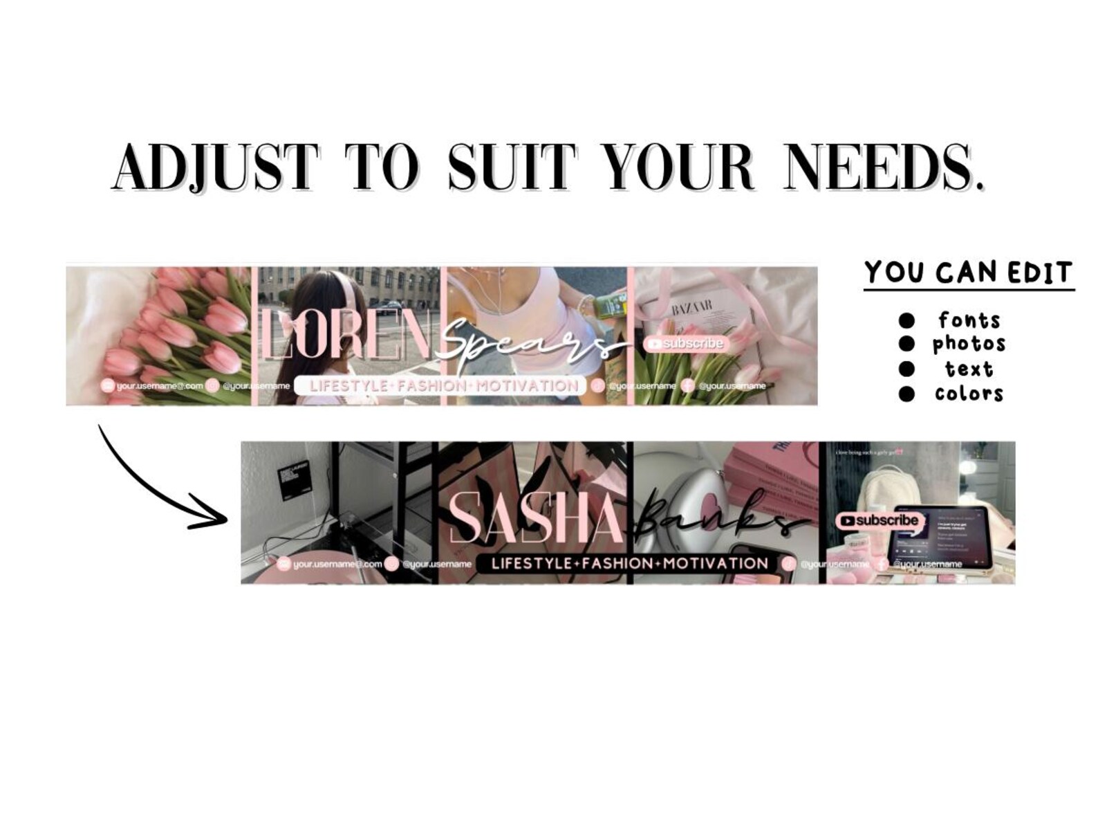 Pink Youtube Banner | Youtube Thumbnail | Editable Template | Canva ...