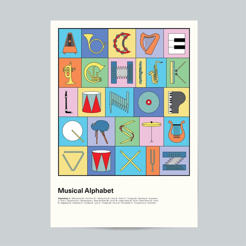 Musical Alphabet Poster - Etsy