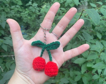 Crochet Cherry Keychain - Etsy