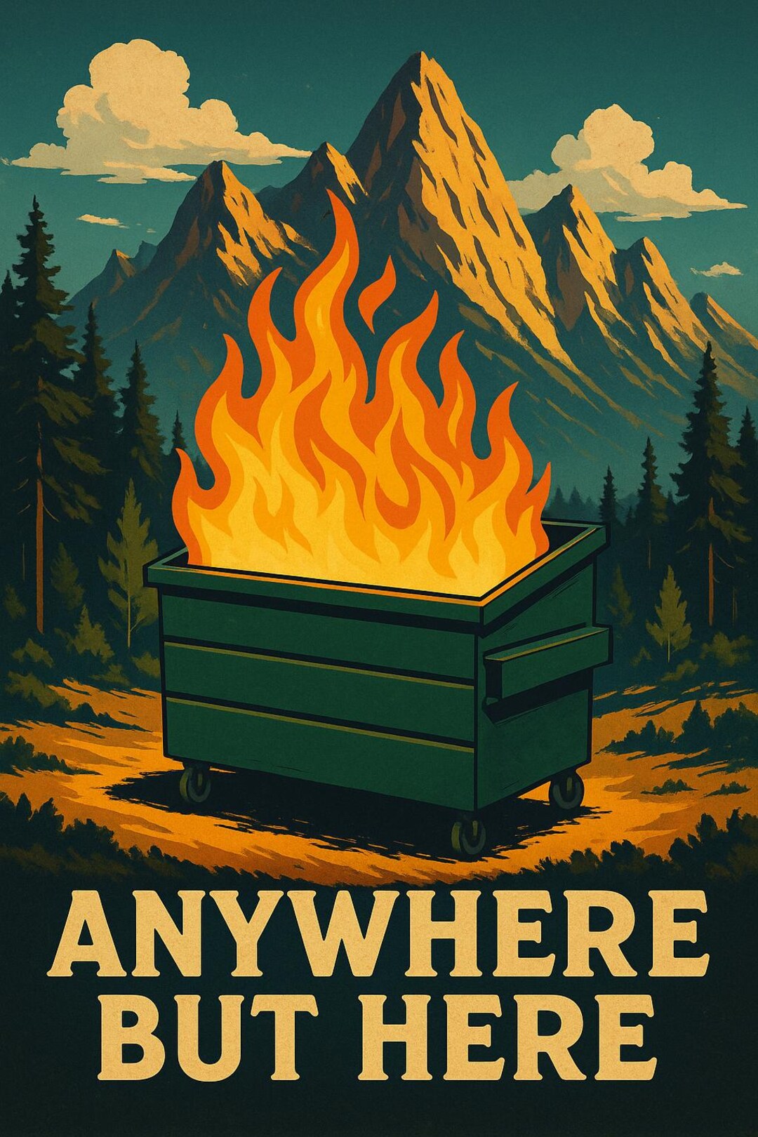 Dumpster Fire Vintage Poster PNG File - Etsy