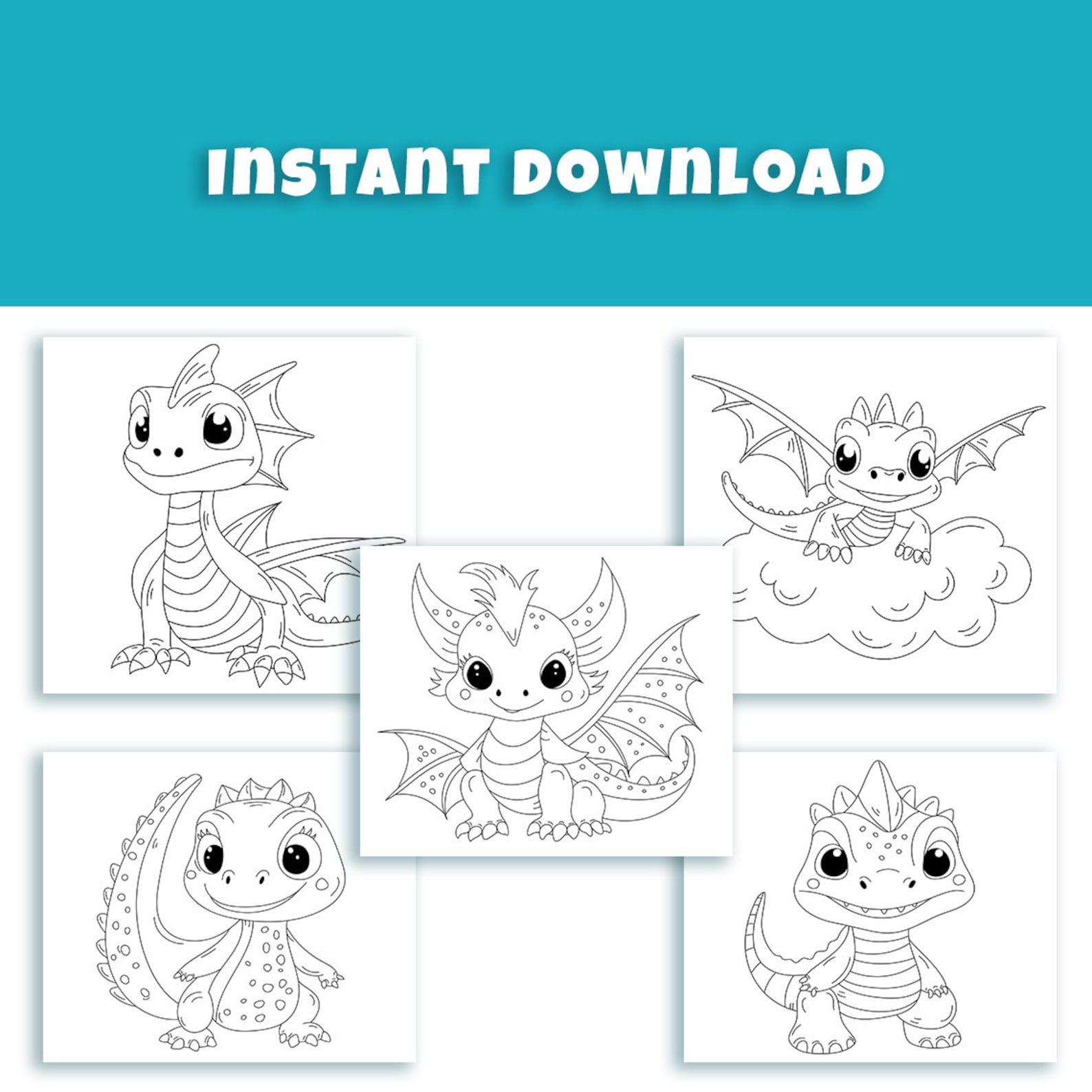 8 Fantasy Baby Dragon Coloring Pages for Kids Cute Baby Dragons ...