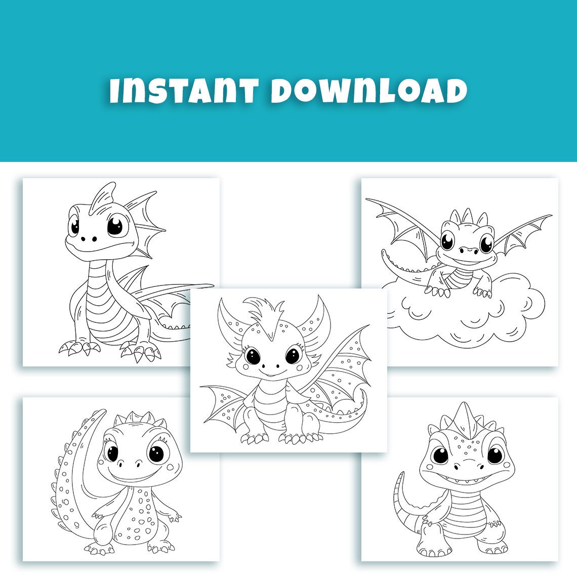 8 Fantasy Baby Dragon Coloring Pages for Kids Cute Baby Dragons ...