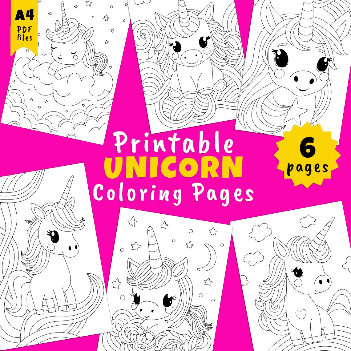 6 Easy Unicorn Coloring Pages for Kids. Unicorn Coloring Pages ...