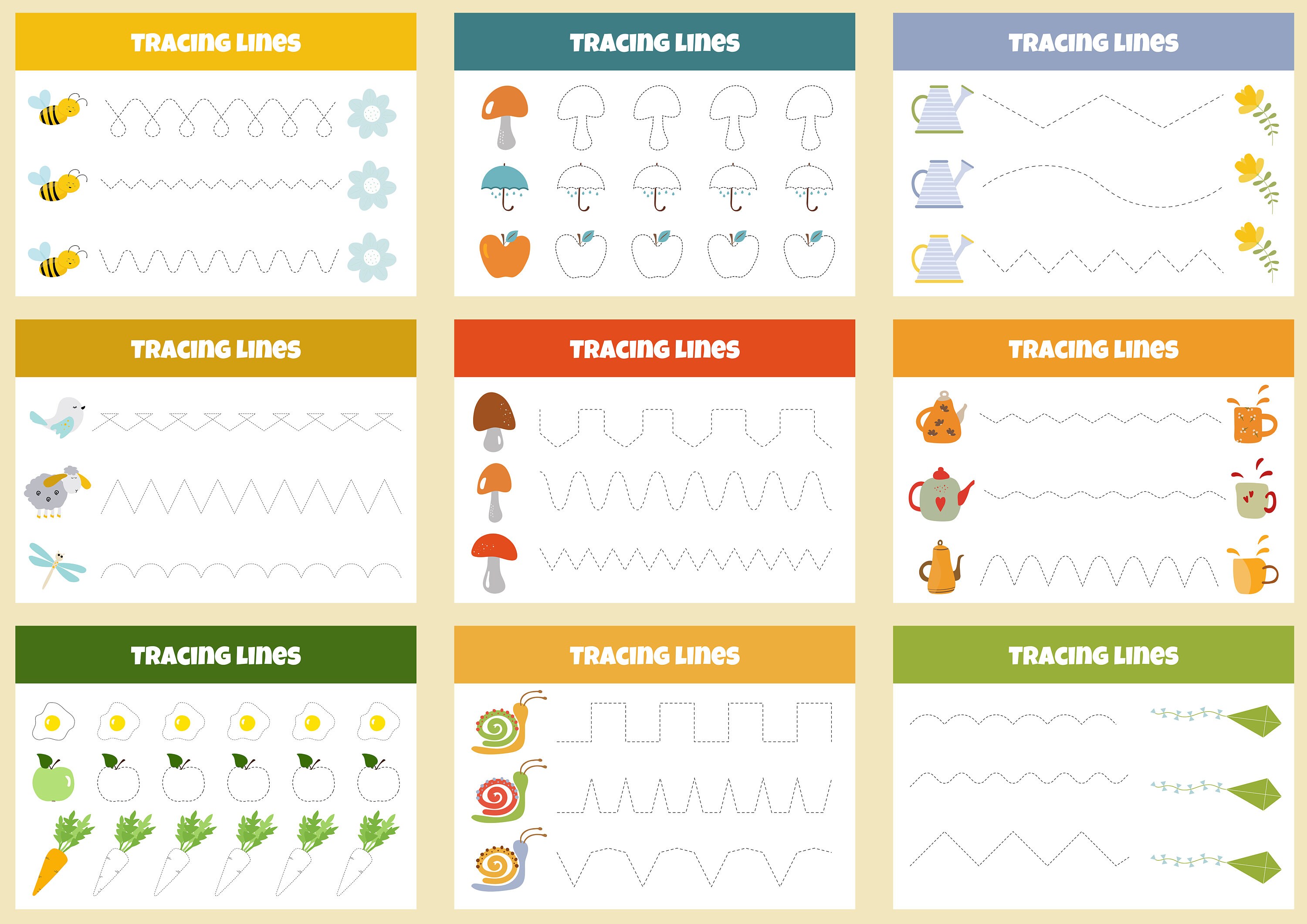 20 Preschool Line Tracing Worksheets. 9 Printable Worksheets for Kids 3 ...