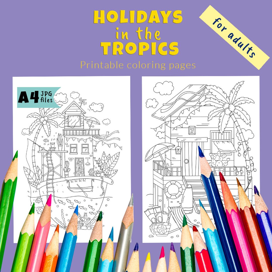 Travel - 2 Coloring Pages for Adults + Present. - Etsy