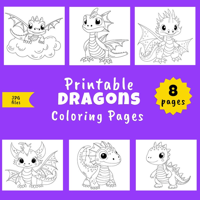 8 Fantasy Baby Dragon Coloring Pages for Kids Cute Baby Dragons ...