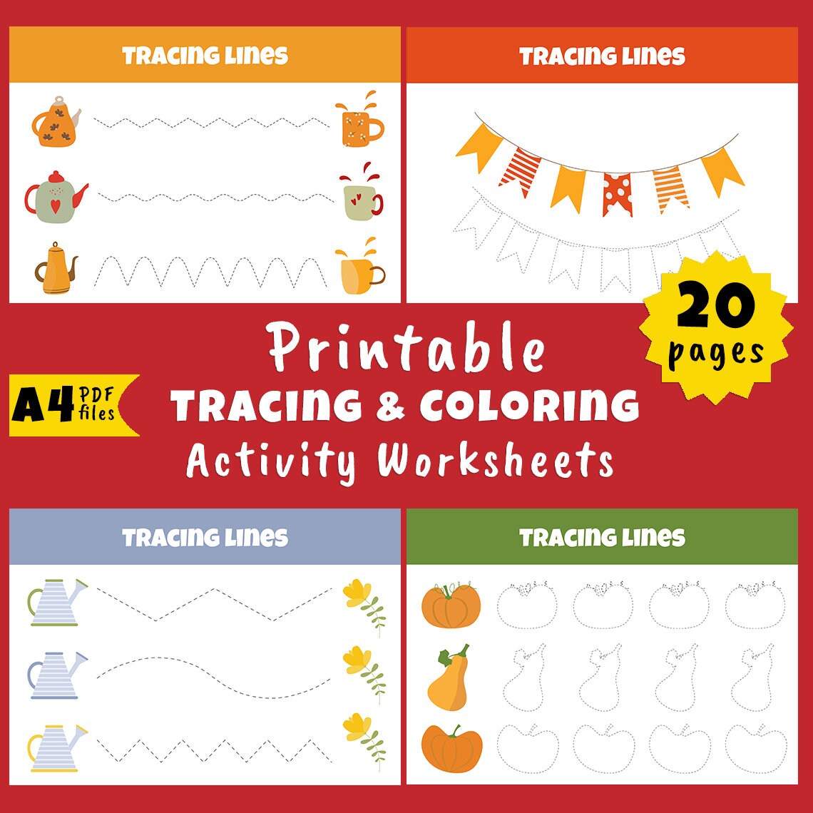 20 Preschool Line Tracing Worksheets. 9 Printable Worksheets for Kids 3 ...