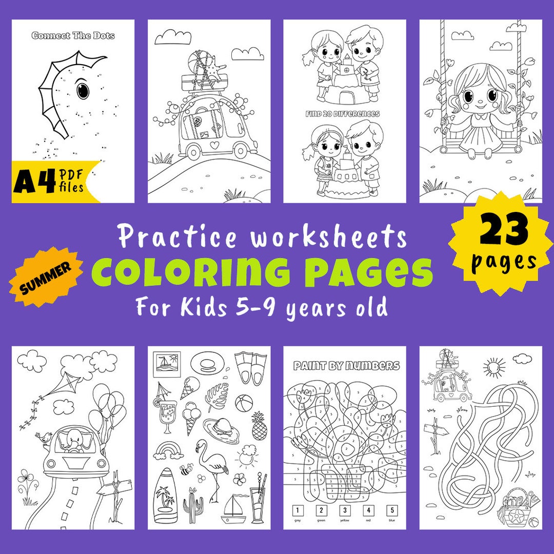 23 Summer Kids Activities, Printable Activity Bundle, Coloring Pages in ...