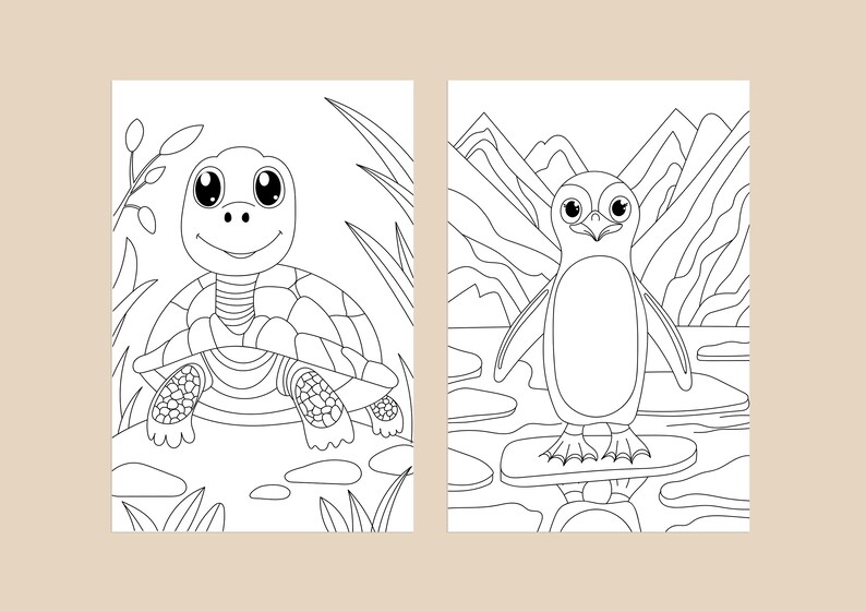 18 Interactive Animal Coloring Book - PDF Pages for Kids' Creativity - Etsy