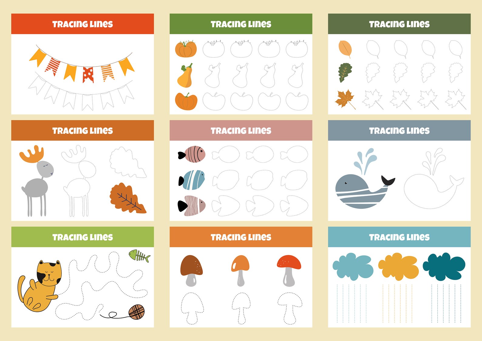 20 Preschool Line Tracing Worksheets. 9 Printable Worksheets for Kids 3 ...