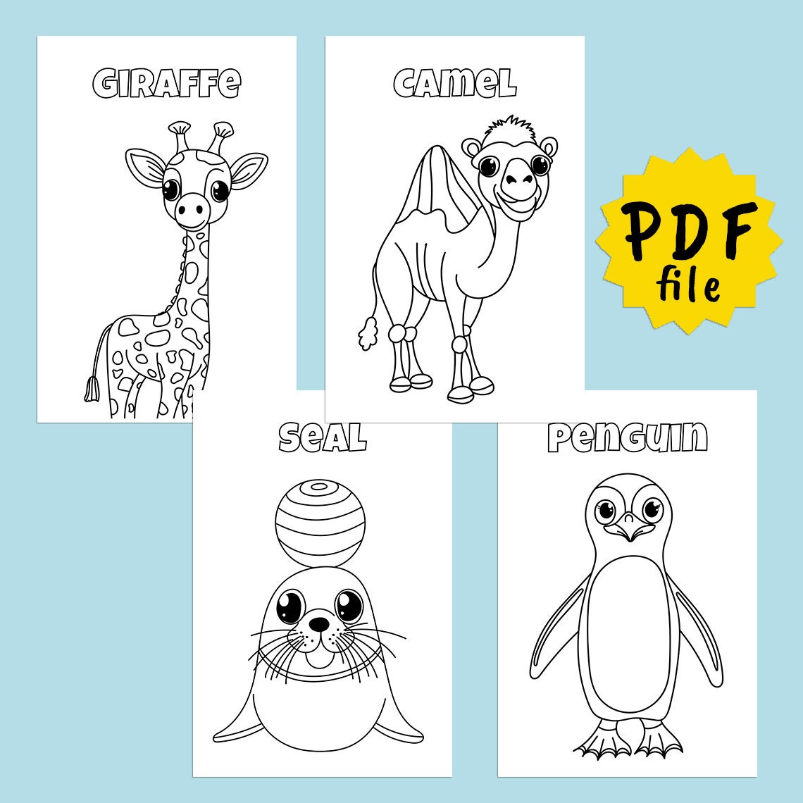 Printable Animals Coloring Pages for Kids 3-5 Years. 14 Coloring Pages ...