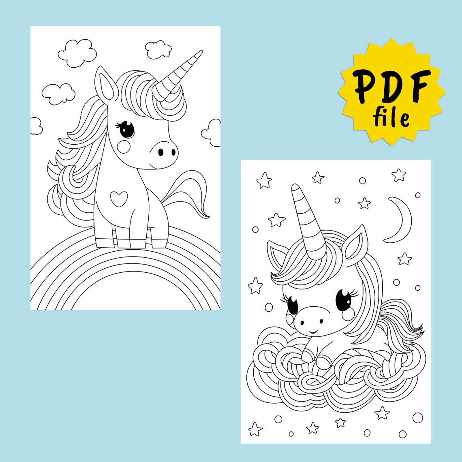 6 Easy Unicorn Coloring Pages for Kids. Unicorn Coloring Pages ...