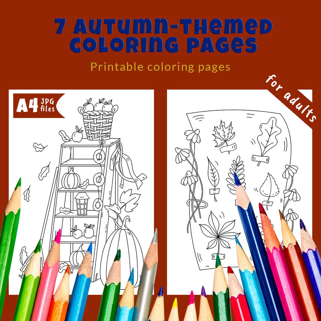 7 Autumn Coloring Pages for Adults Fall-inspired Printable Coloring ...