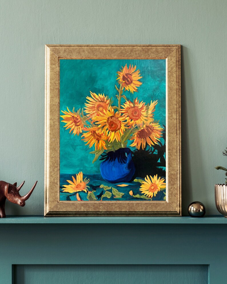 Ten Sunflowers Art Print | Ready to Frame | Original Artwork | Gallery ...