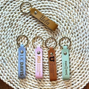 Custom University Logo Keychain, School Logo Leather Keychain, College ...