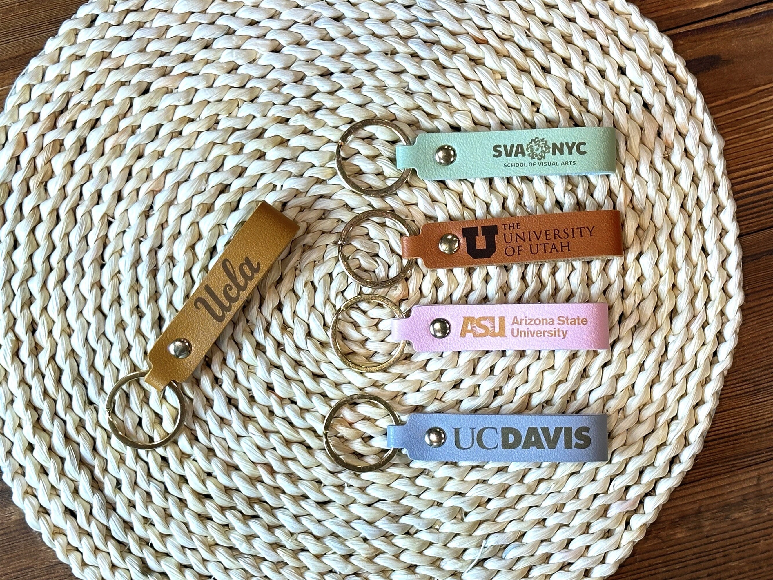 Custom University Logo Keychain, School Logo Leather Keychain, College ...