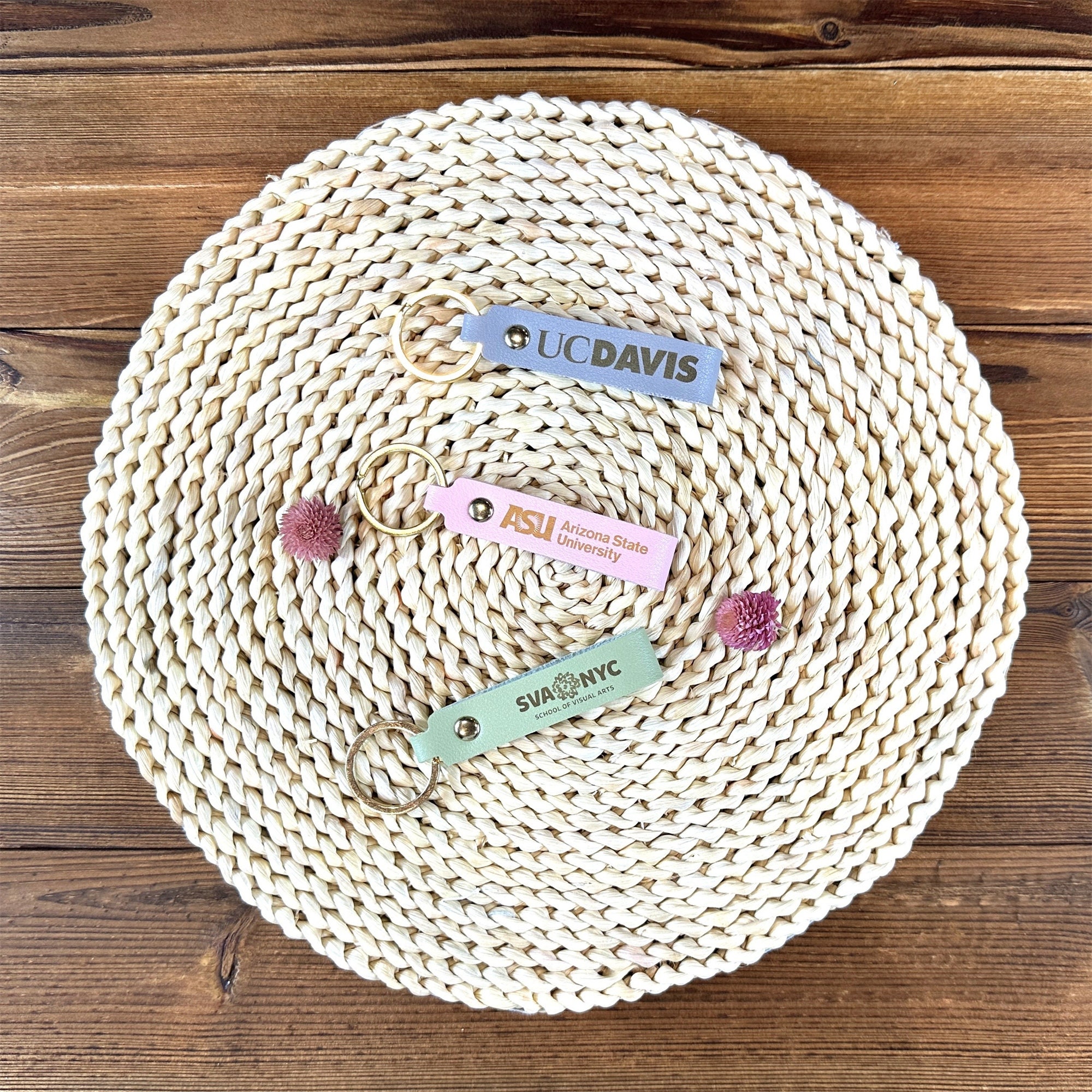 Custom University Logo Keychain, School Logo Leather Keychain, College ...