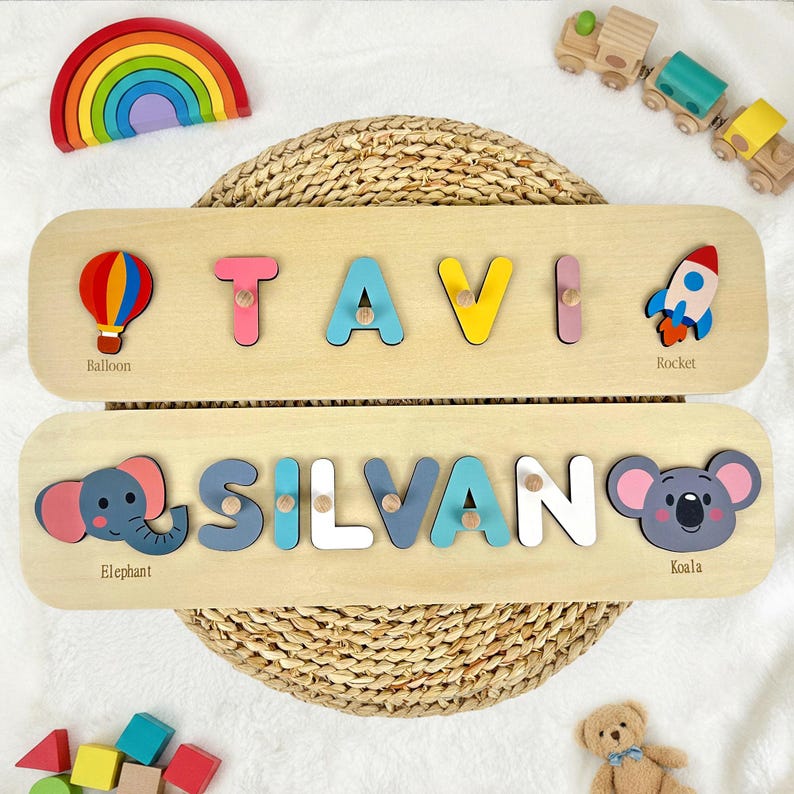 Easter Basket Gifts Personalized Rabbit Puzzles for Toddlers, Name ...