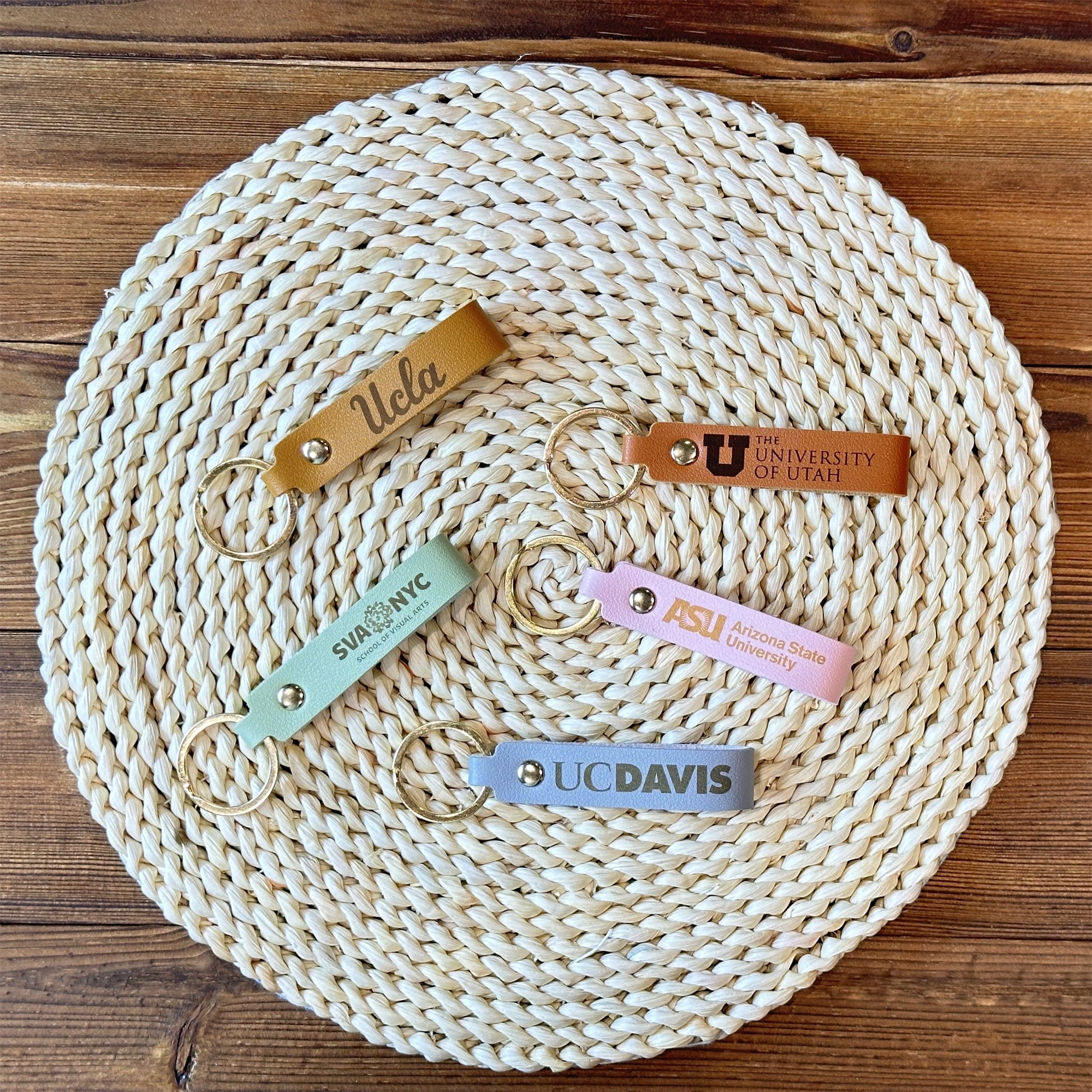 Custom University Logo Keychain, School Logo Leather Keychain, College ...