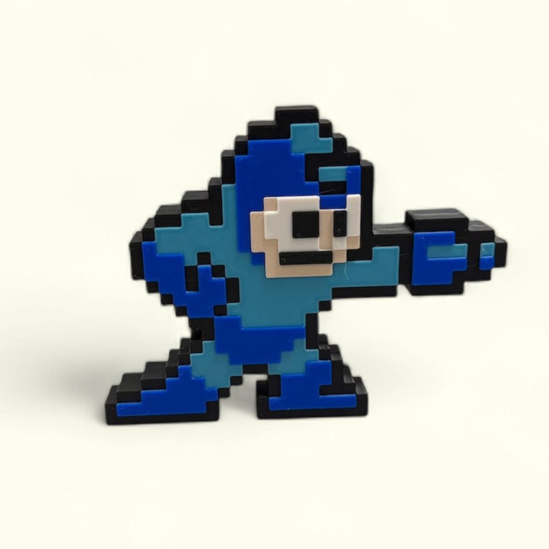 Retro 8-bit Mega Man Character - Pixel Art Classic NES Decor - Etsy UK