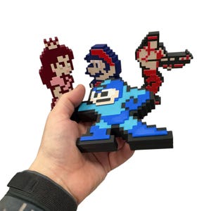 Retro 8-bit Mega Man Character - Pixel Art Classic NES Decor - Etsy