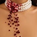 Gothic Vintage Red Blood Pearl Chain Necklace Long Tassel Beaded ...